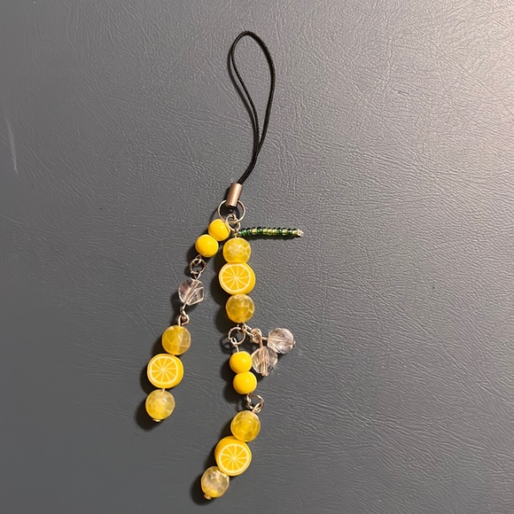 Accessories | Lemon Cell Phone Strap Handmade Beads Beaded | Poshmark